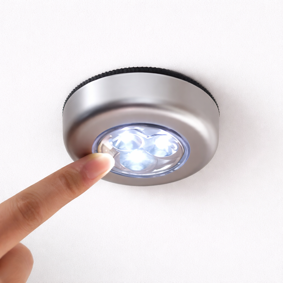 LED Push Lights – 3 Cool White LEDs with Touch Activation – DDOT