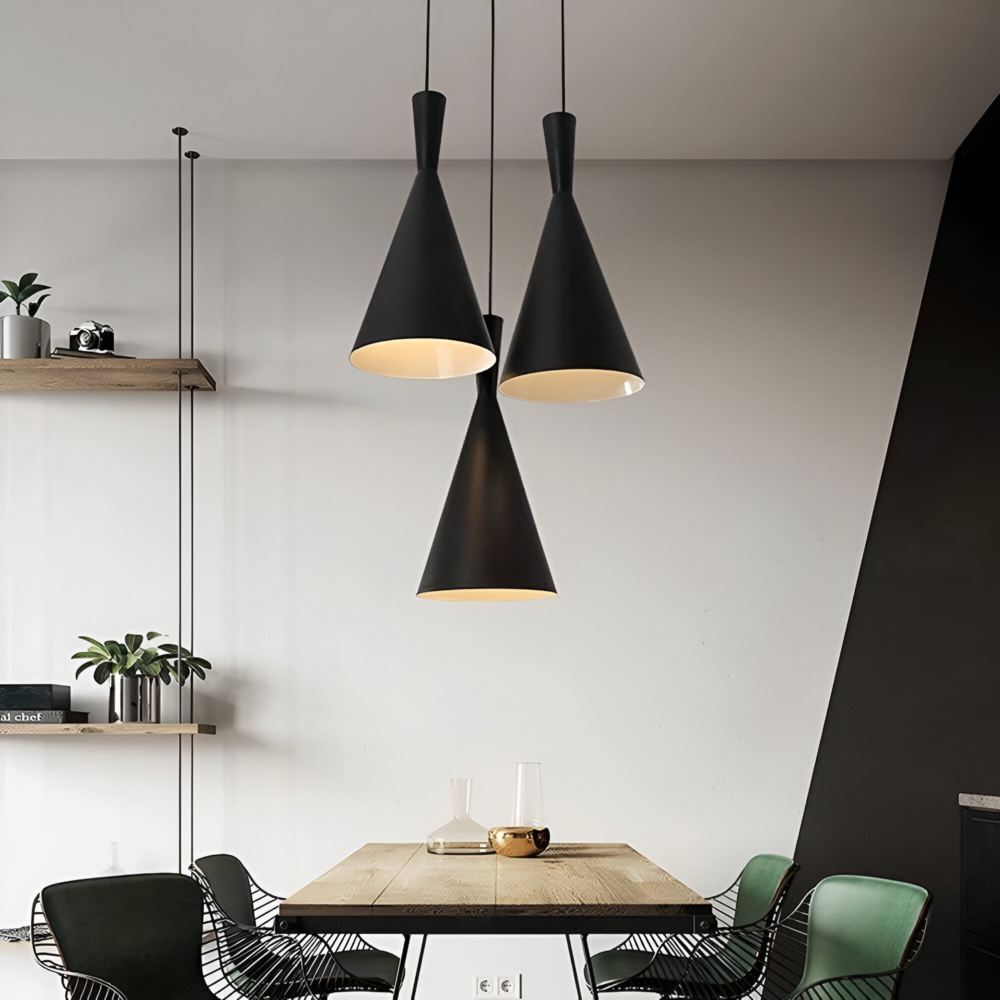 Classical Black 3D Cone Ceiling Lamp Chandelier Hanging – DDOT
